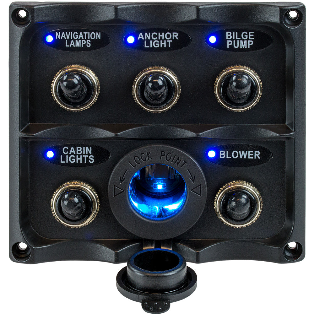 SeaDog Water Resistant Toggle Switch Panel wLED Power Socket 5 Toggle ...